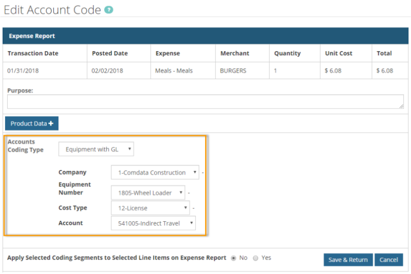 Edit Account Codes – Expense Track Help