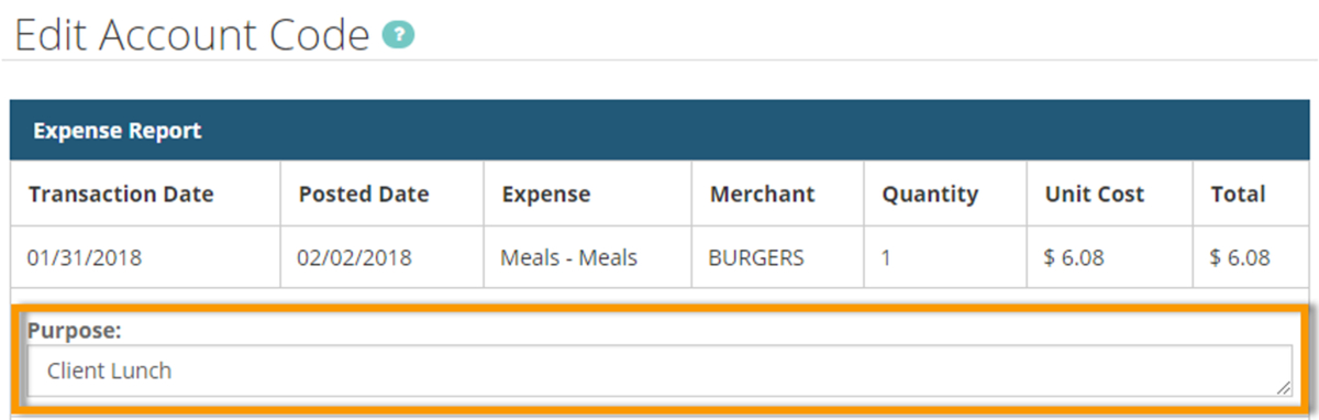 Edit Account Codes – Expense Track Help