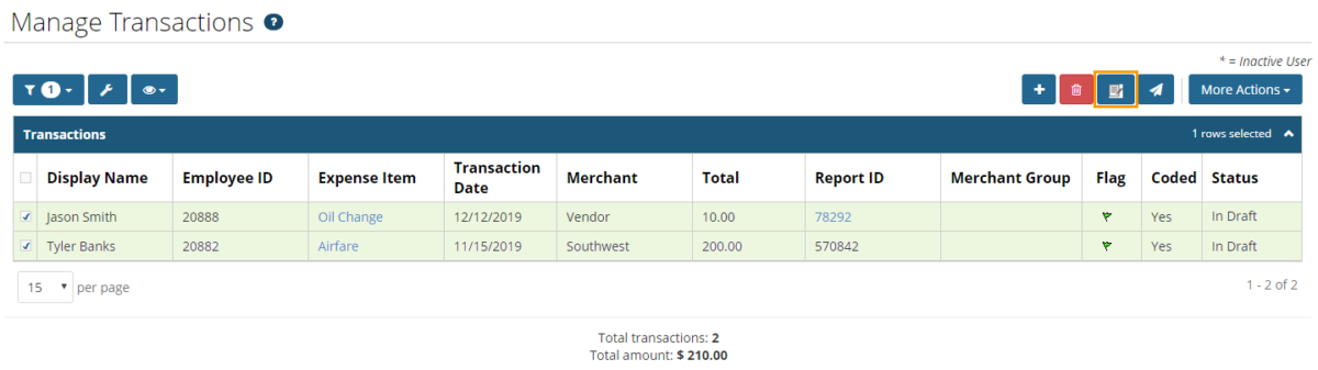 Mass Code Transactions – Expense Track Help