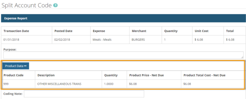 Split Account Codes – Expense Track Help