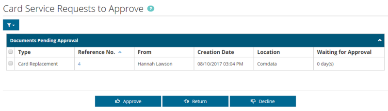 Approve Card Service Requests – Expense Track Help