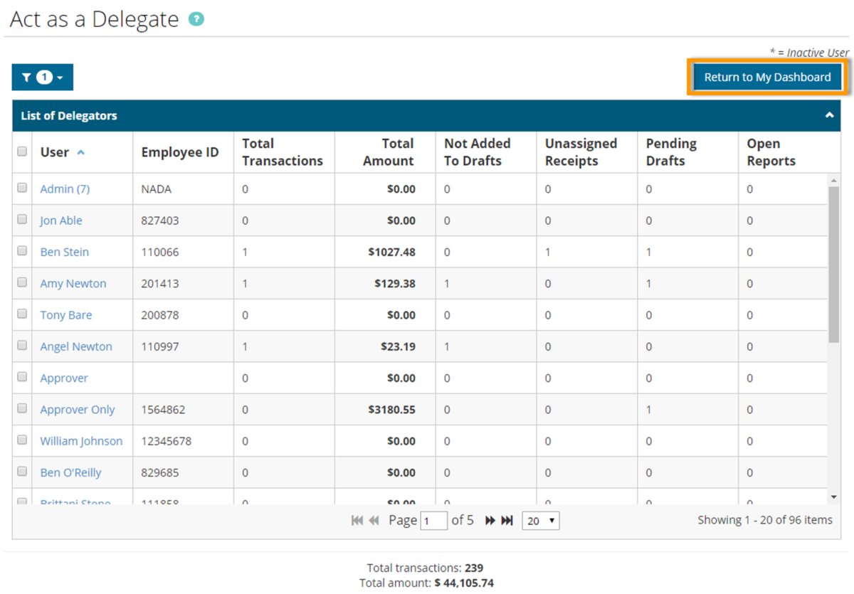 Act as a Delegate User – Expense Track Help